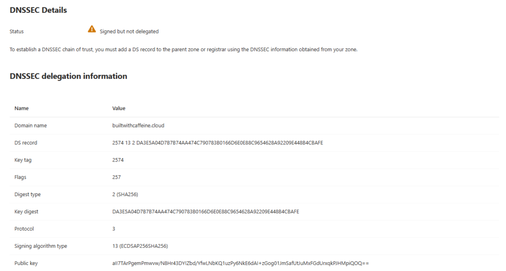 Configuring DNSSEC for Azure DNS