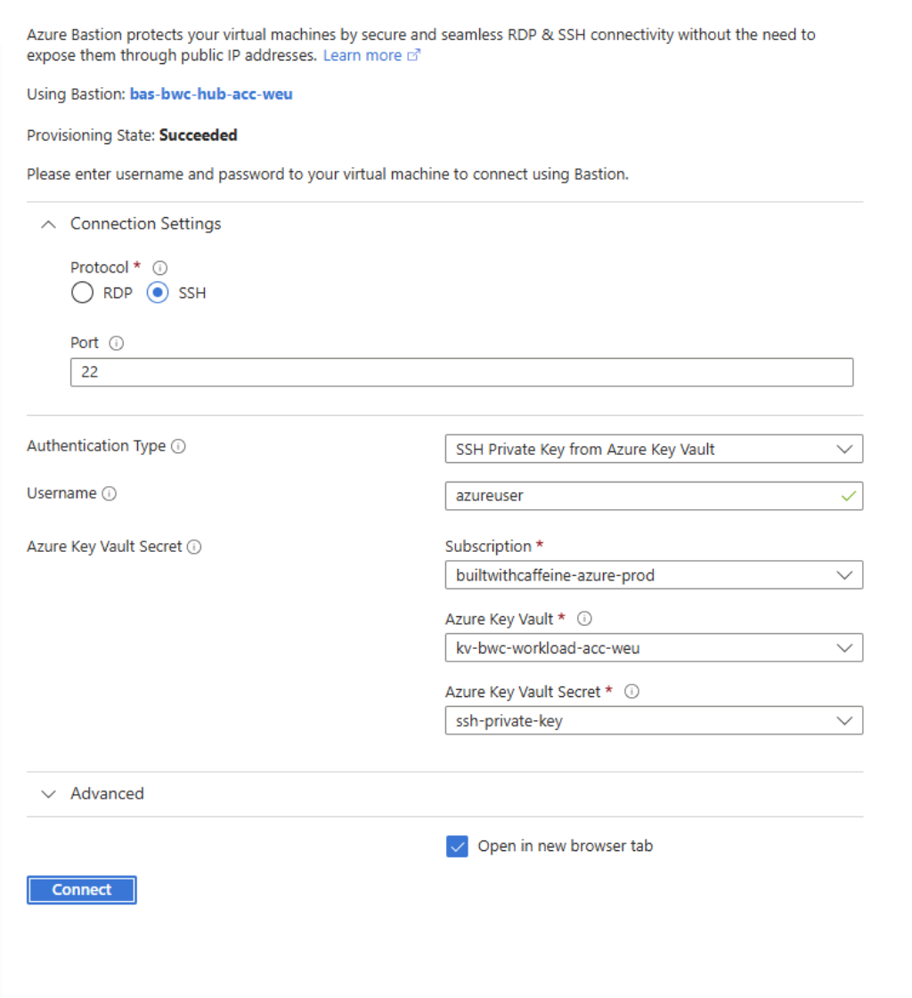 Azure Linux SSH Authentication: Bastion